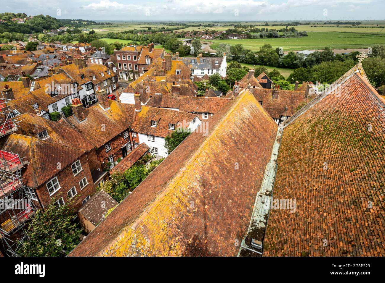 Rye, July 2021: View from the bell tower of St Mary The Virgin church ...