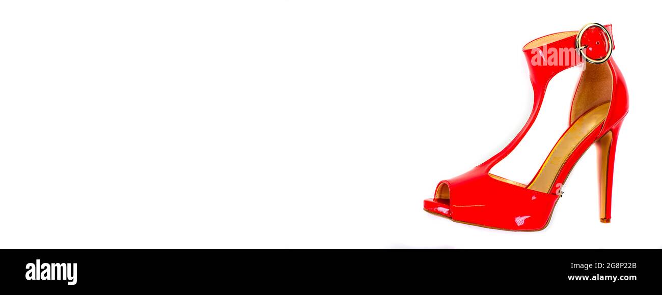 banner with red sandal paint summer white background Stock Photo - Alamy