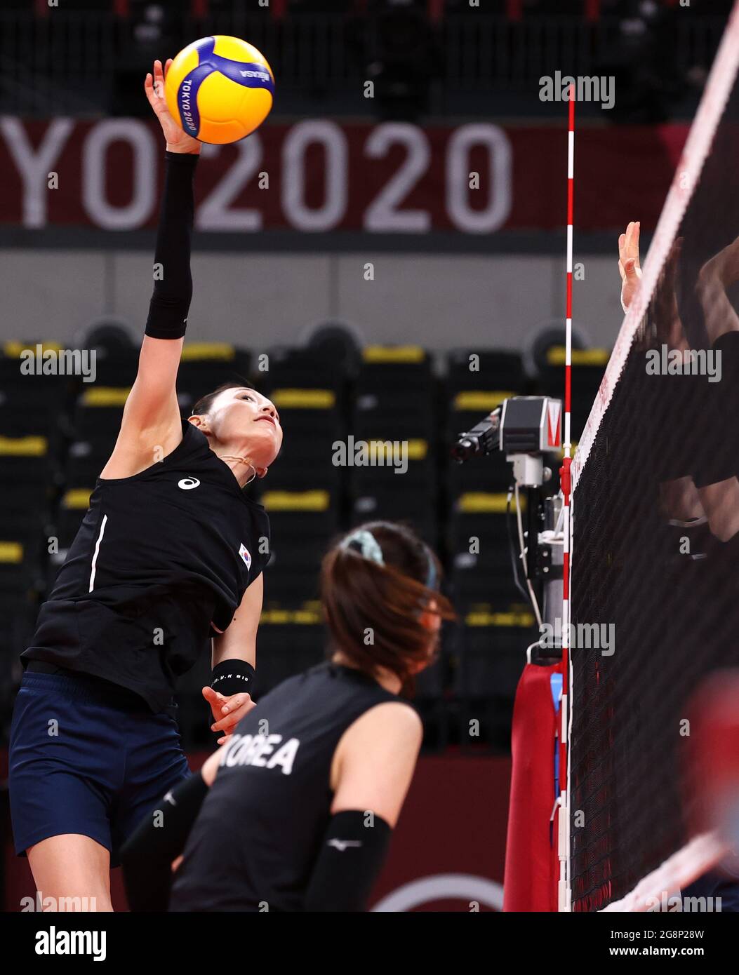 22nd July, 2021. Volleyball star in training Kim Yeon-koung (L) of the ...