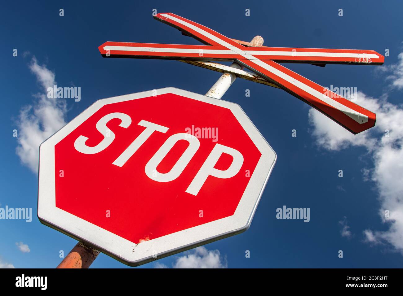 Attention railroad traffic sign hi-res stock photography and images - Alamy