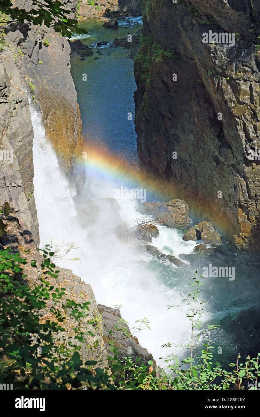 Waterfall with a rainbow Canada, British Columbia Stock Photo - Alamy