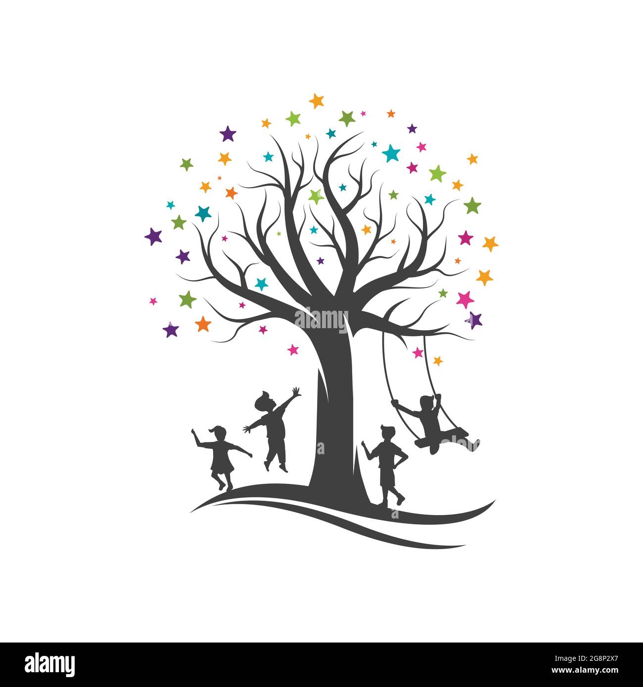 kids tree logo Vector icon design illustration Template Stock Vector ...