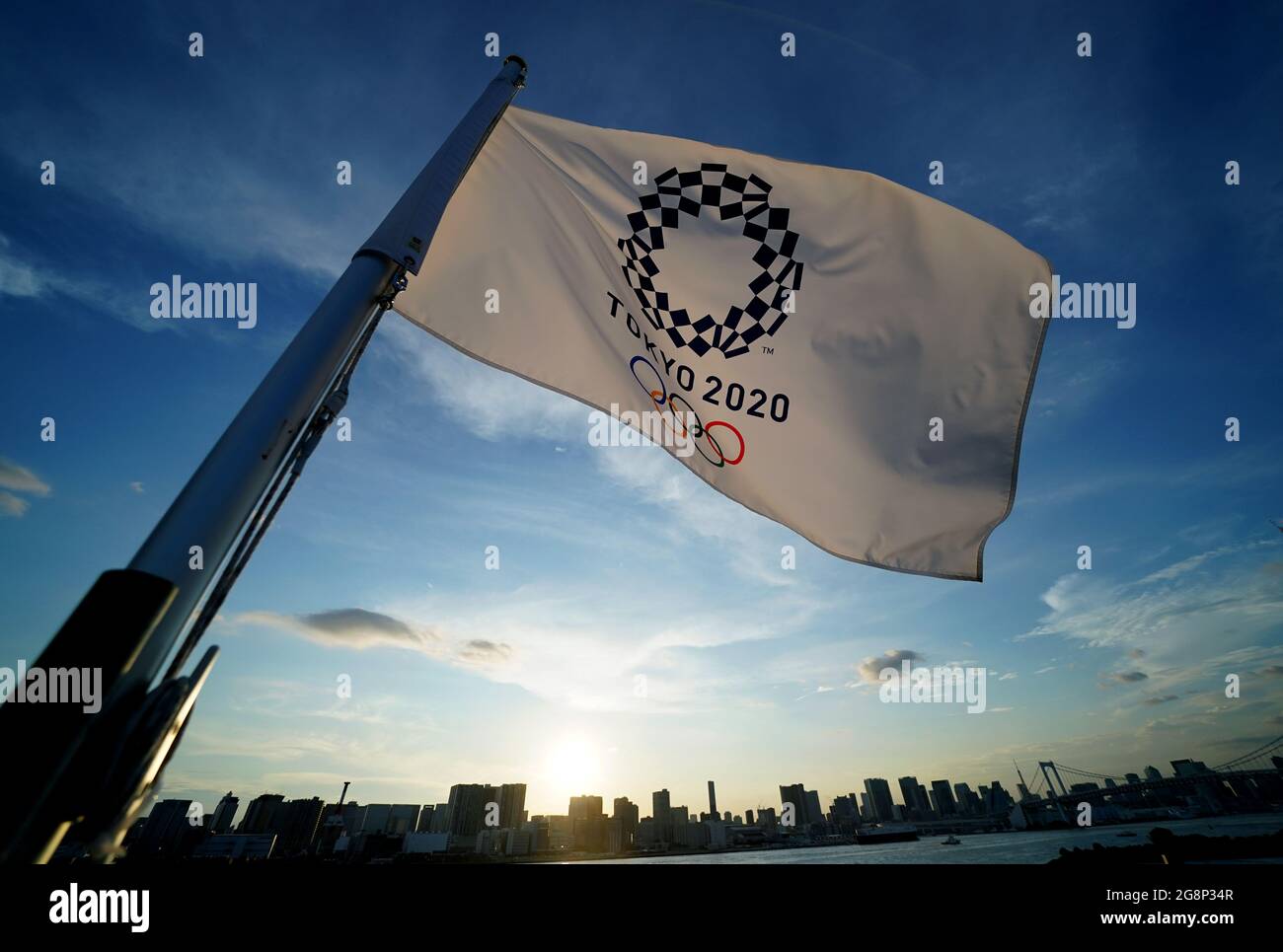 A general view of the Tokyo 2020 Olympic flag ahead of the Tokyo 2020 ...