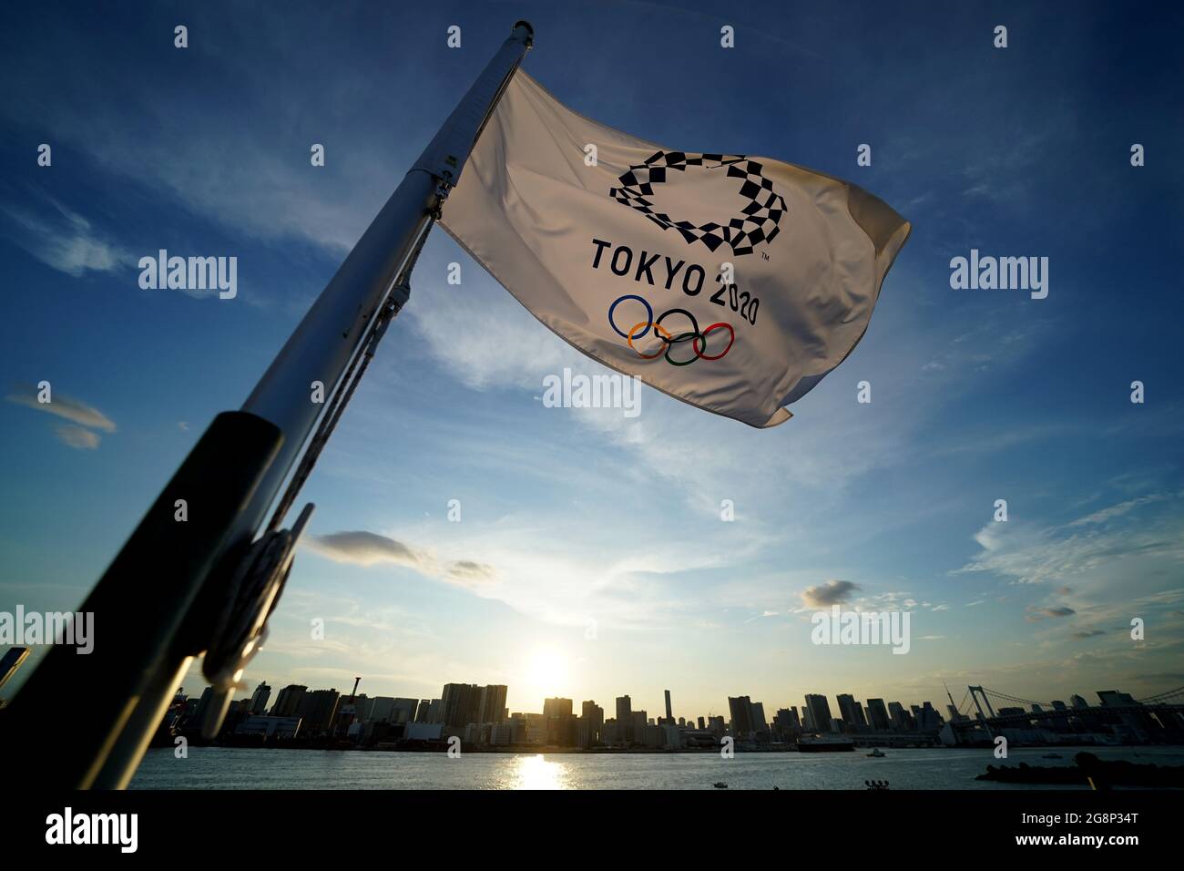 A general view of the Tokyo 2020 Olympic flag ahead of the Tokyo 2020 ...