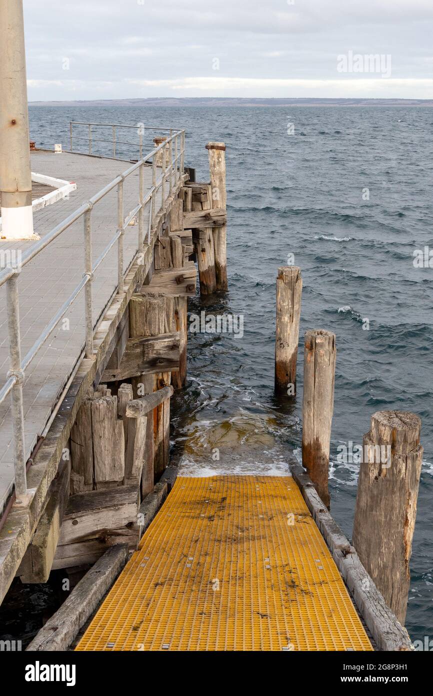 Access ramp between the ocean and the jetty on the kingscote jetty in ...