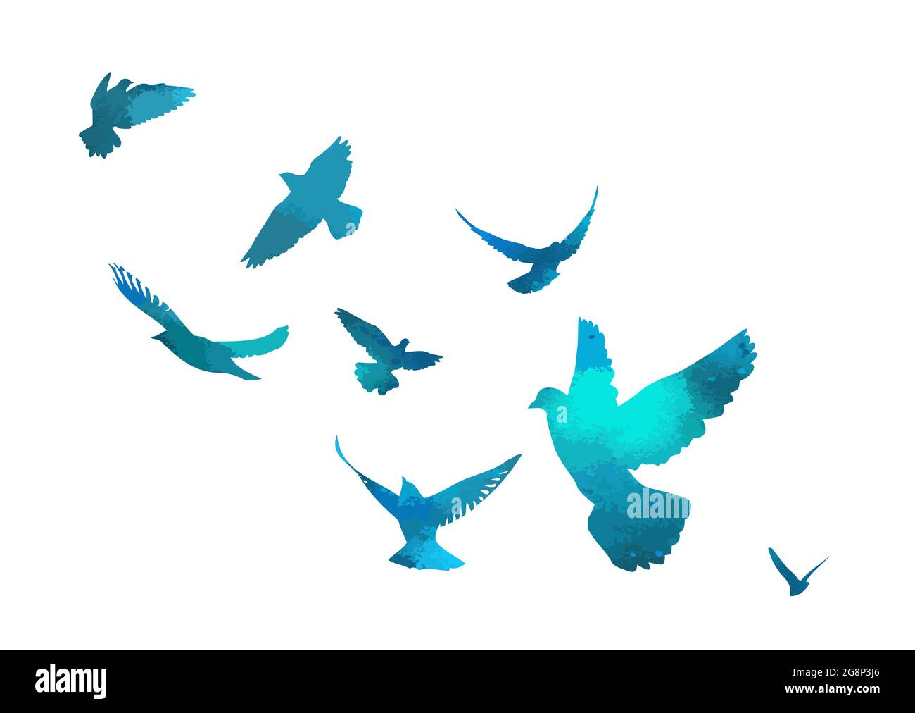 A flock of blue birds. Vector illustration Stock Vector Image & Art - Alamy