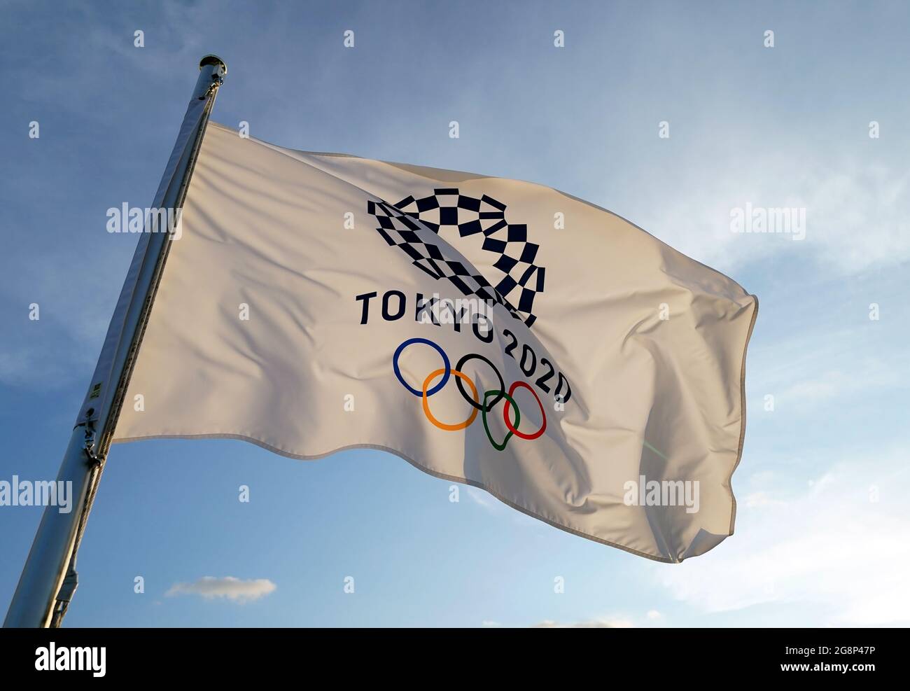 A general view of the Tokyo 2020 Olympic flag ahead of the Tokyo 2020 ...