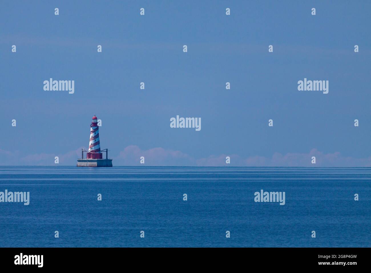 White Shoal Lighthouse - An offshore lighthouse on Lake Michigan Stock ...