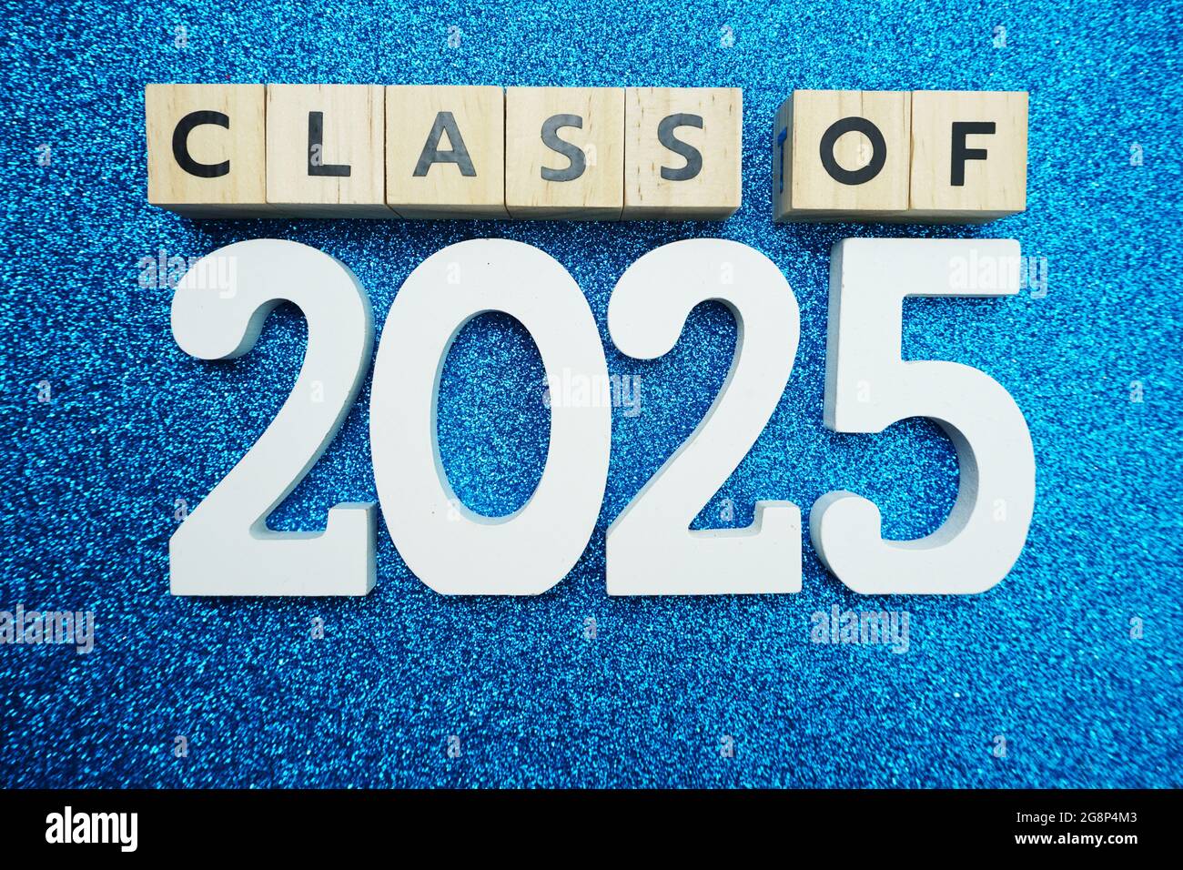 Class of 2025 word alphabet letters on blue glitter background Stock ... Class of 2025 word alphabet letters on blue glitter background Stock ...