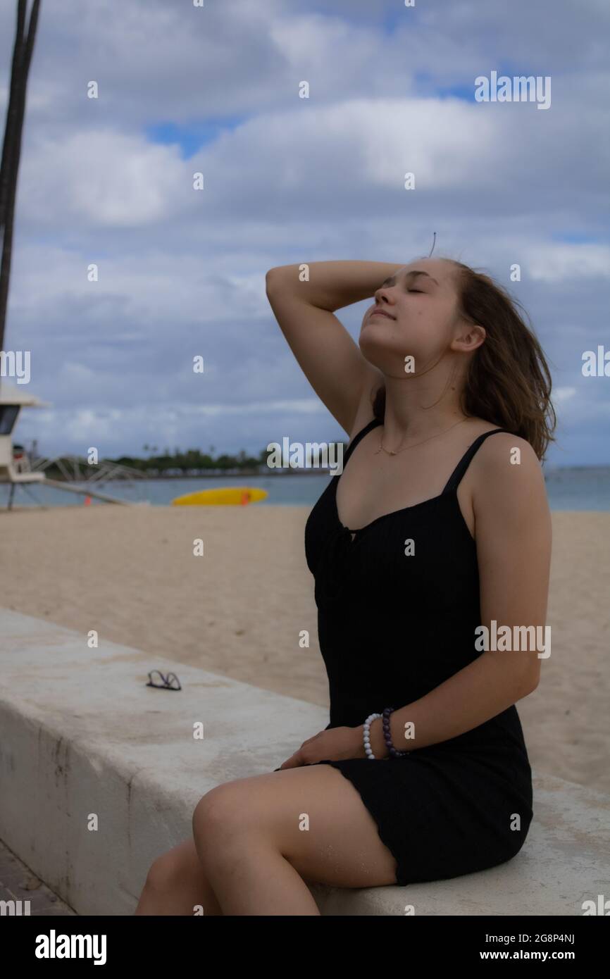 Capture of a beautiful model on Ala Moana beach park in hawaii Stock ...