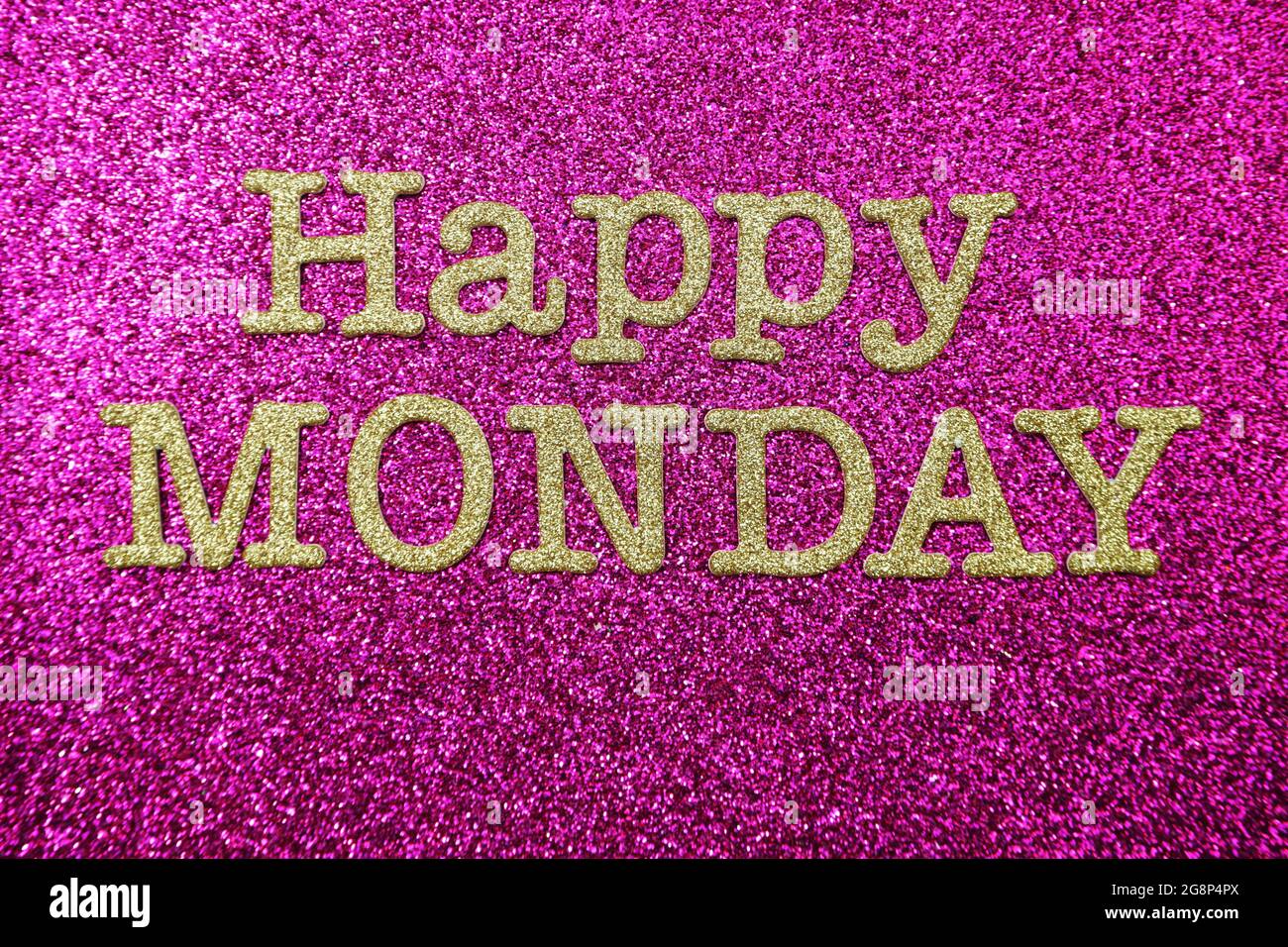 Happy Monday alphabet letter on pink glitter background Stock Photo - Alamy