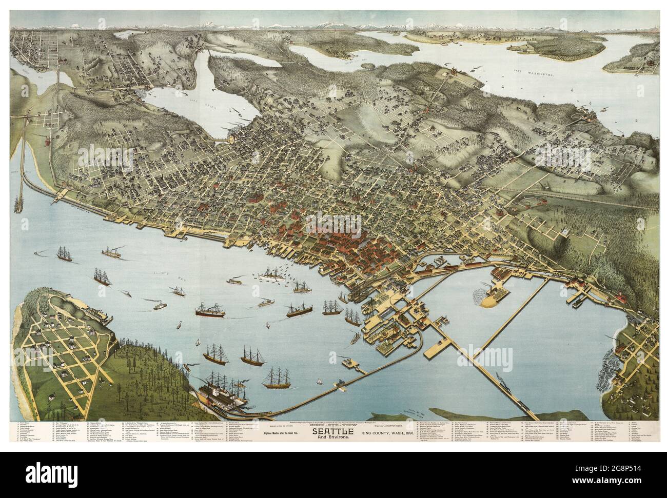Click On Vintage Birds eye view map of New York Birds eye view map of ...