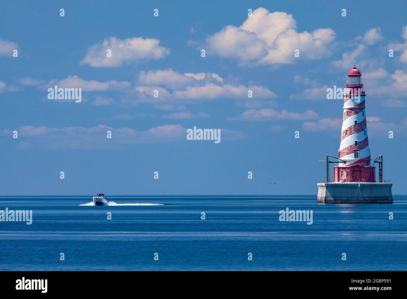White Shoal Lighthouse - An offshore lighthouse on Lake Michigan Stock ...