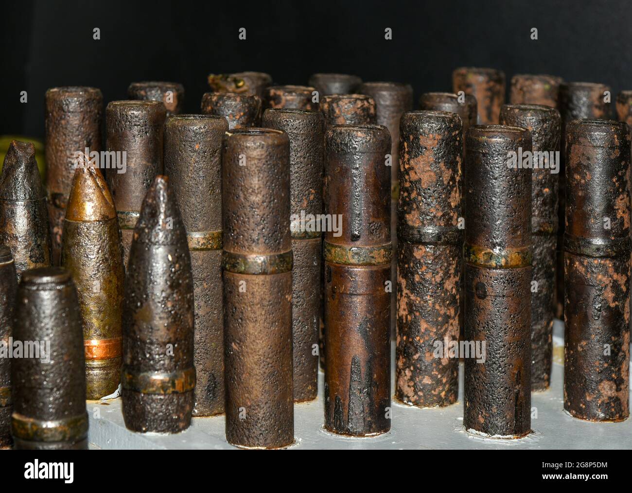Old rusty shells from cannon cartridges of the second world war Stock ...