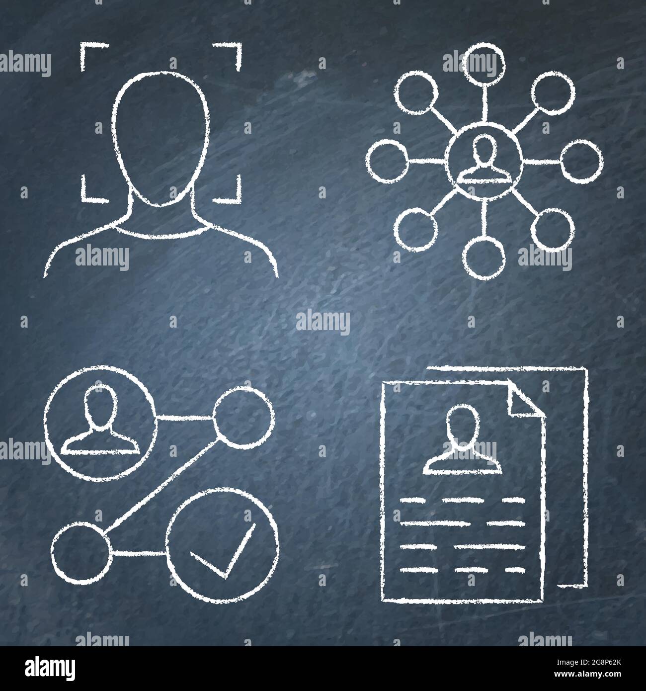Customer information icon set on chalkboard. Personal data collection ...