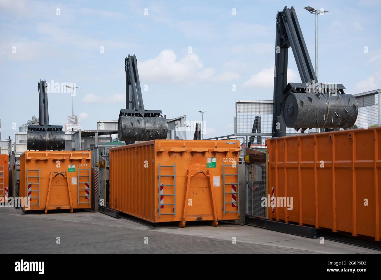 Berlin, Germany. 22nd July, 2021. Waste containers with rollers can be ...