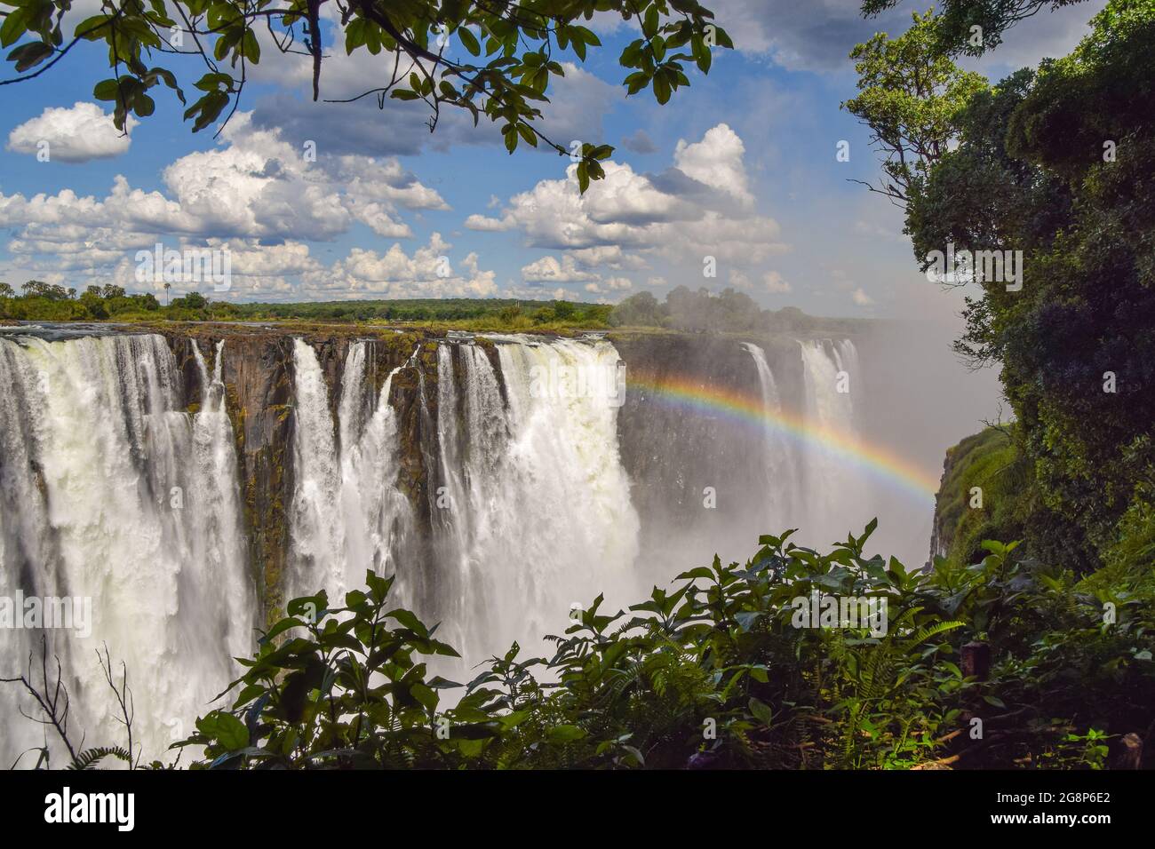 The iconic Victoria Falls aka Mosi-Oa-Tunya waterfall, view from ...