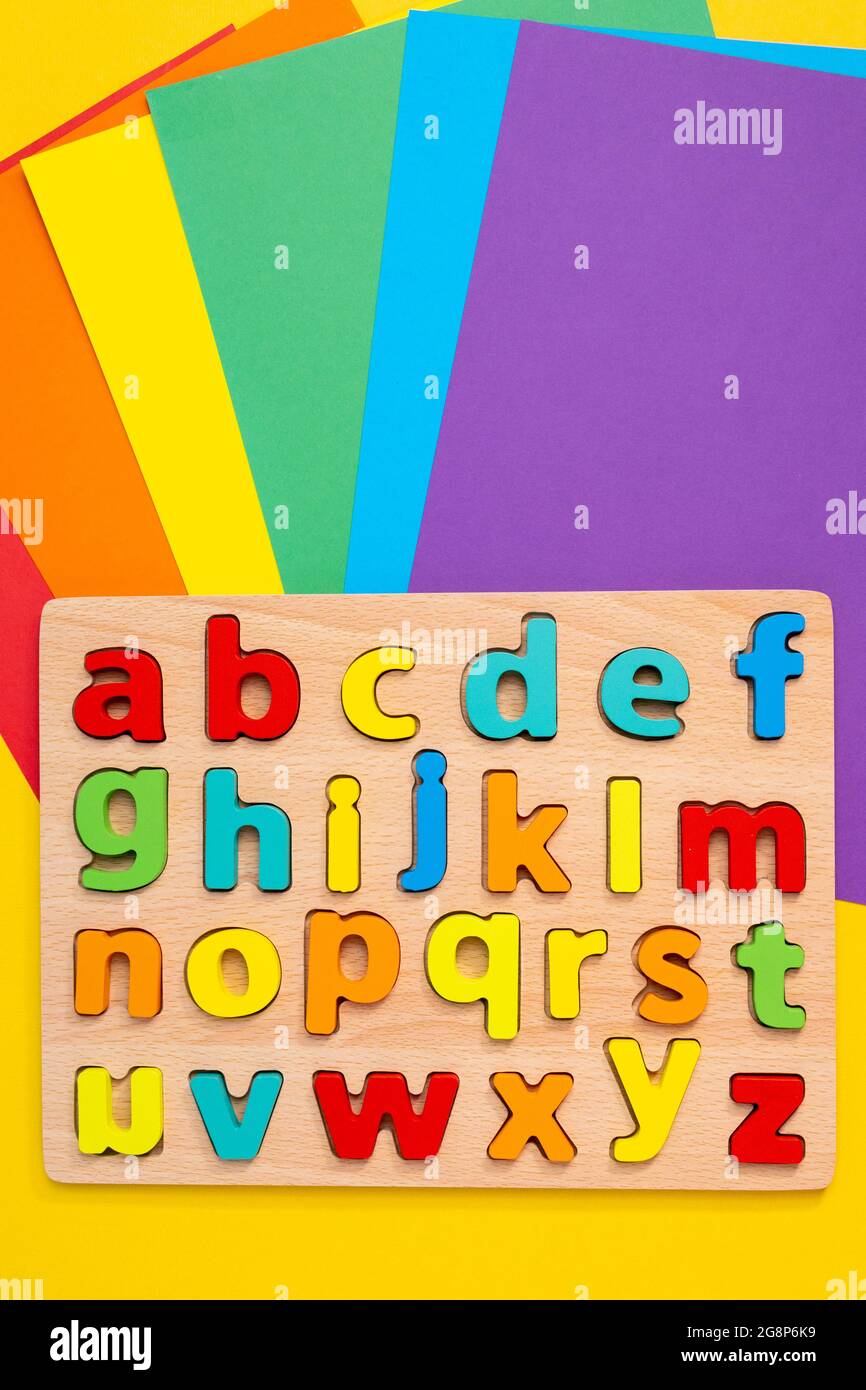 Learning letters, website blog colorful background copyspace Stock ...