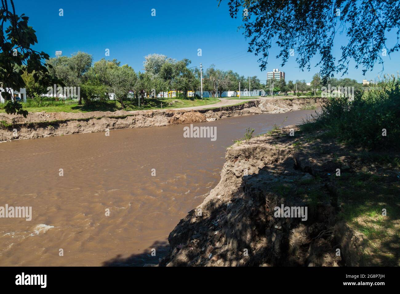 Jesus Maria town in Argentina. Damages caused by flooding of river Los ...