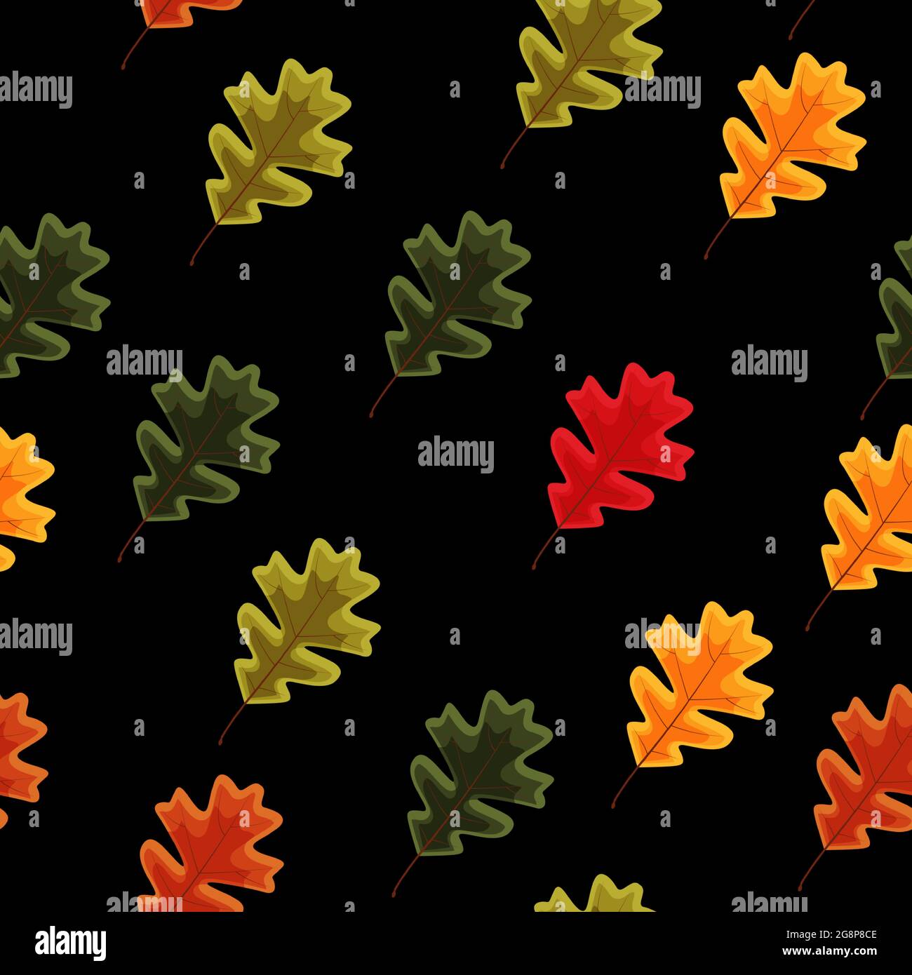 Autumn Falling Leaves Seamless Pattern Background. Vector Illustration ...