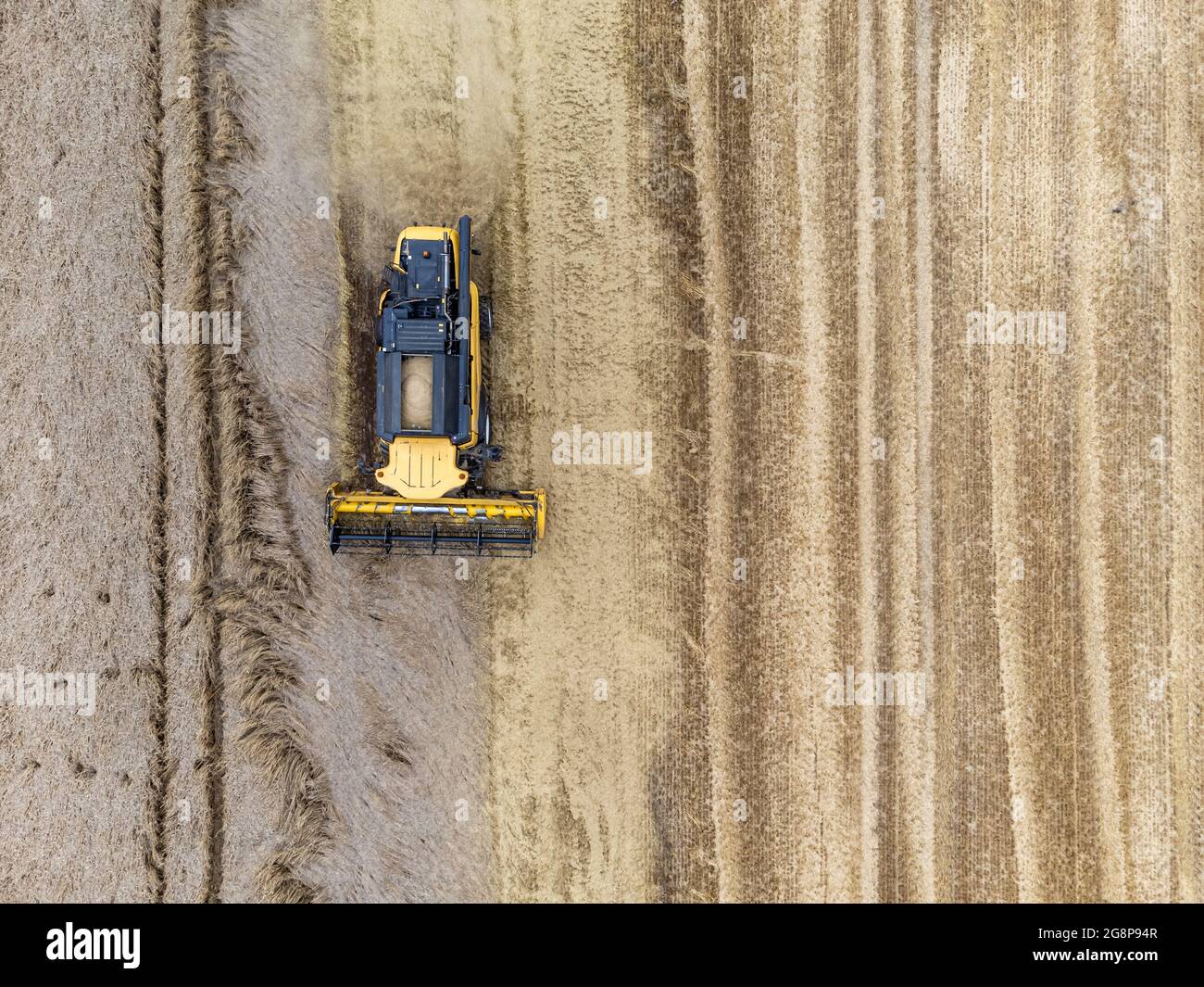 Aerial photography combine harvester tractor hi-res stock photography ...