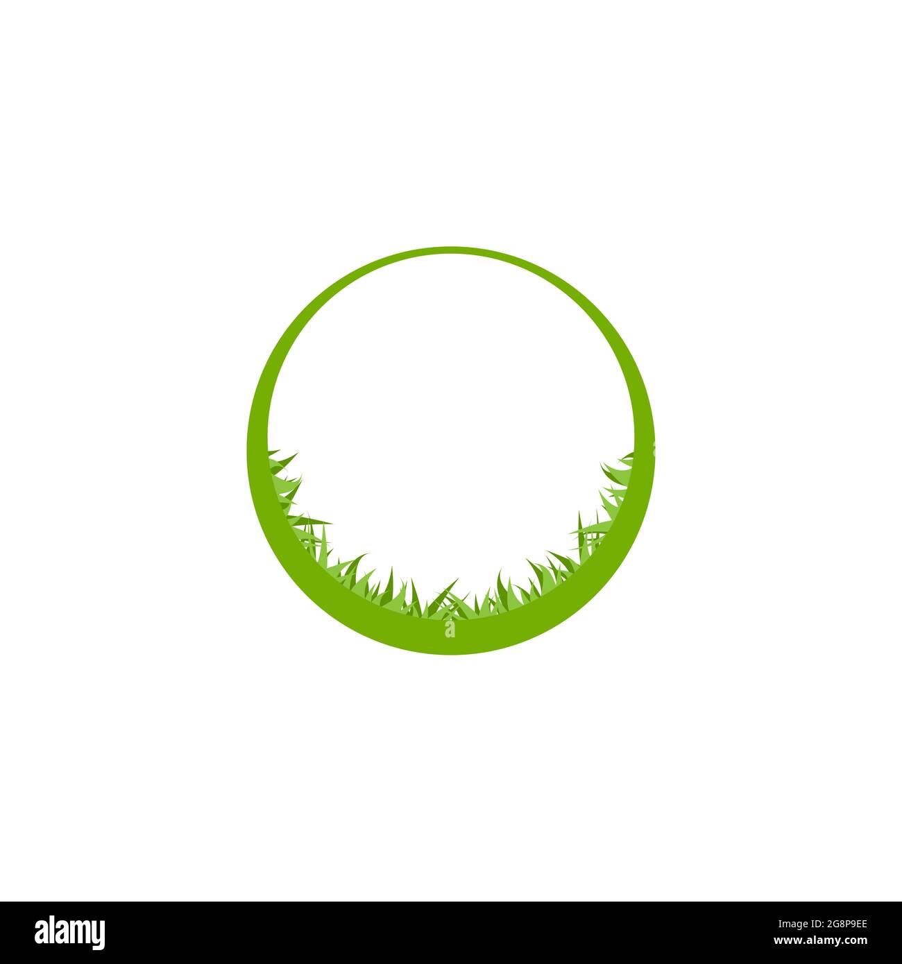 Round frame with grass isolated on white. organic label. Natural, fresh ...
