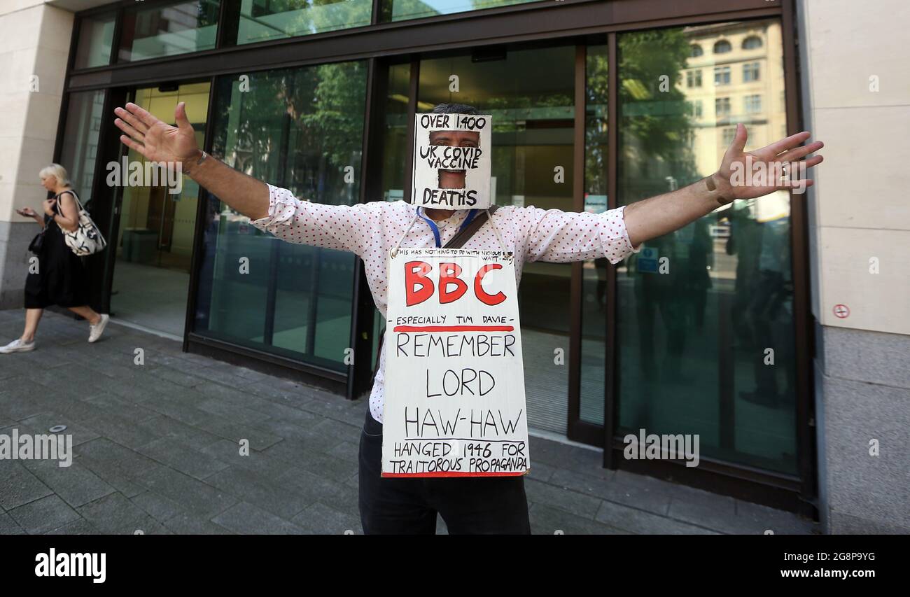 London, England, UK. 22nd July, 2021. Anti-vaccine protester ...