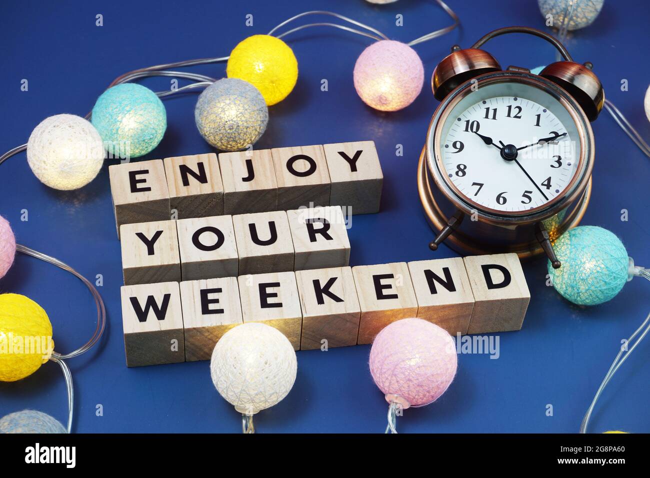 Enjoy Your Weekend alphabet letters with alarm clock and LED cotton ...