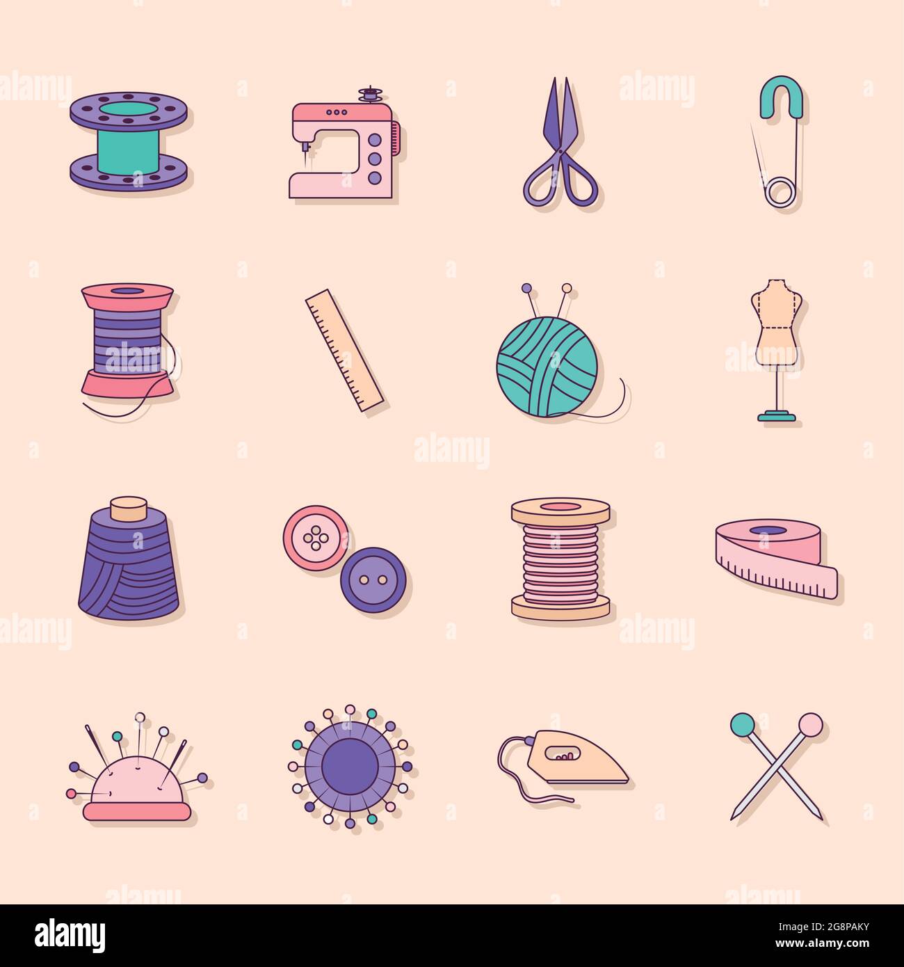Sewing items machine Stock Vector Images - Alamy