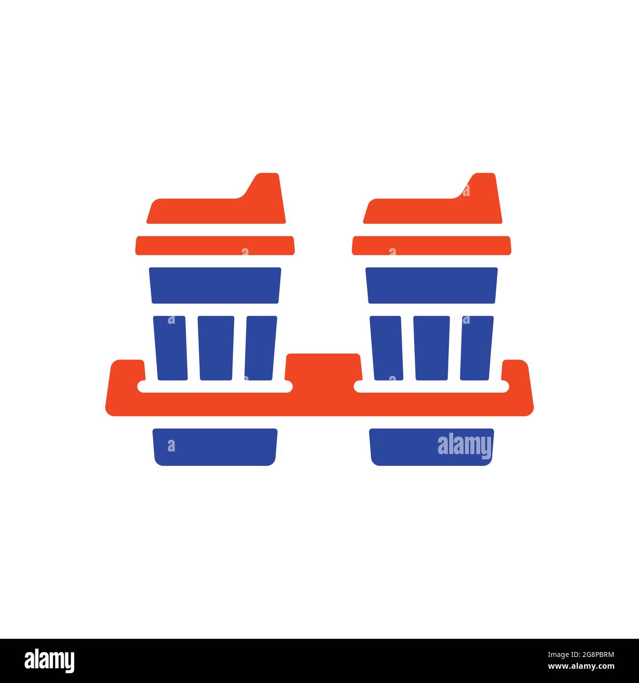 Two glasses of coffee in the stand vector glyph icon. Delivery sign ...