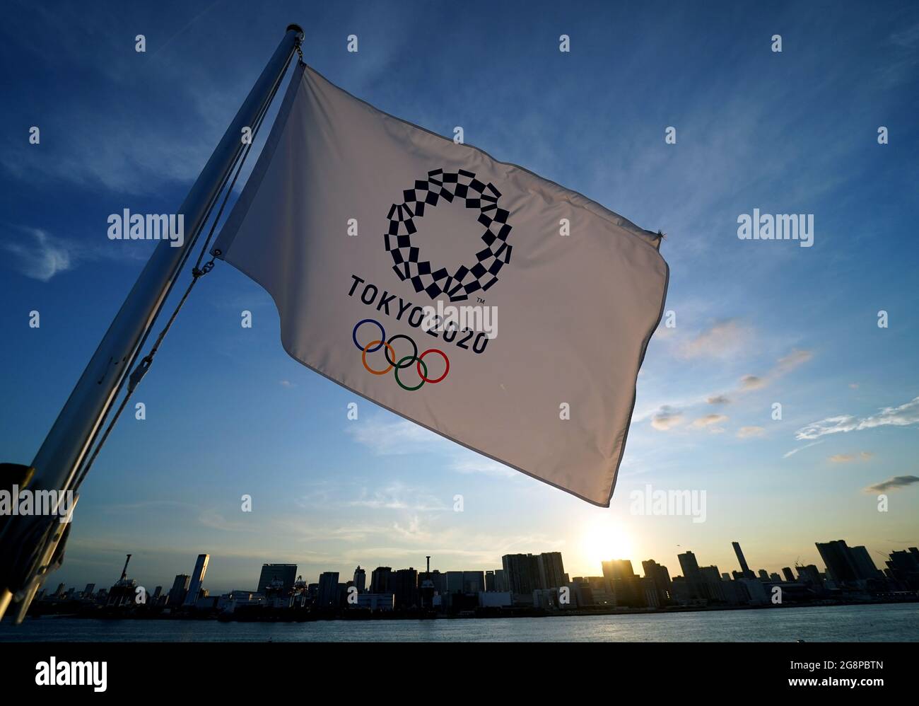 A general view of the Tokyo 2020 Olympic flag ahead of the Tokyo 2020 ...