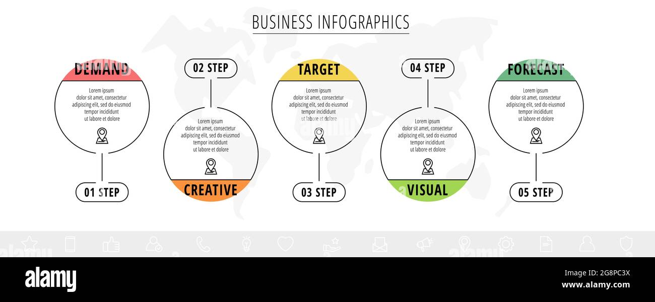 Line vector minimal infographic with circles. Business concept with ...