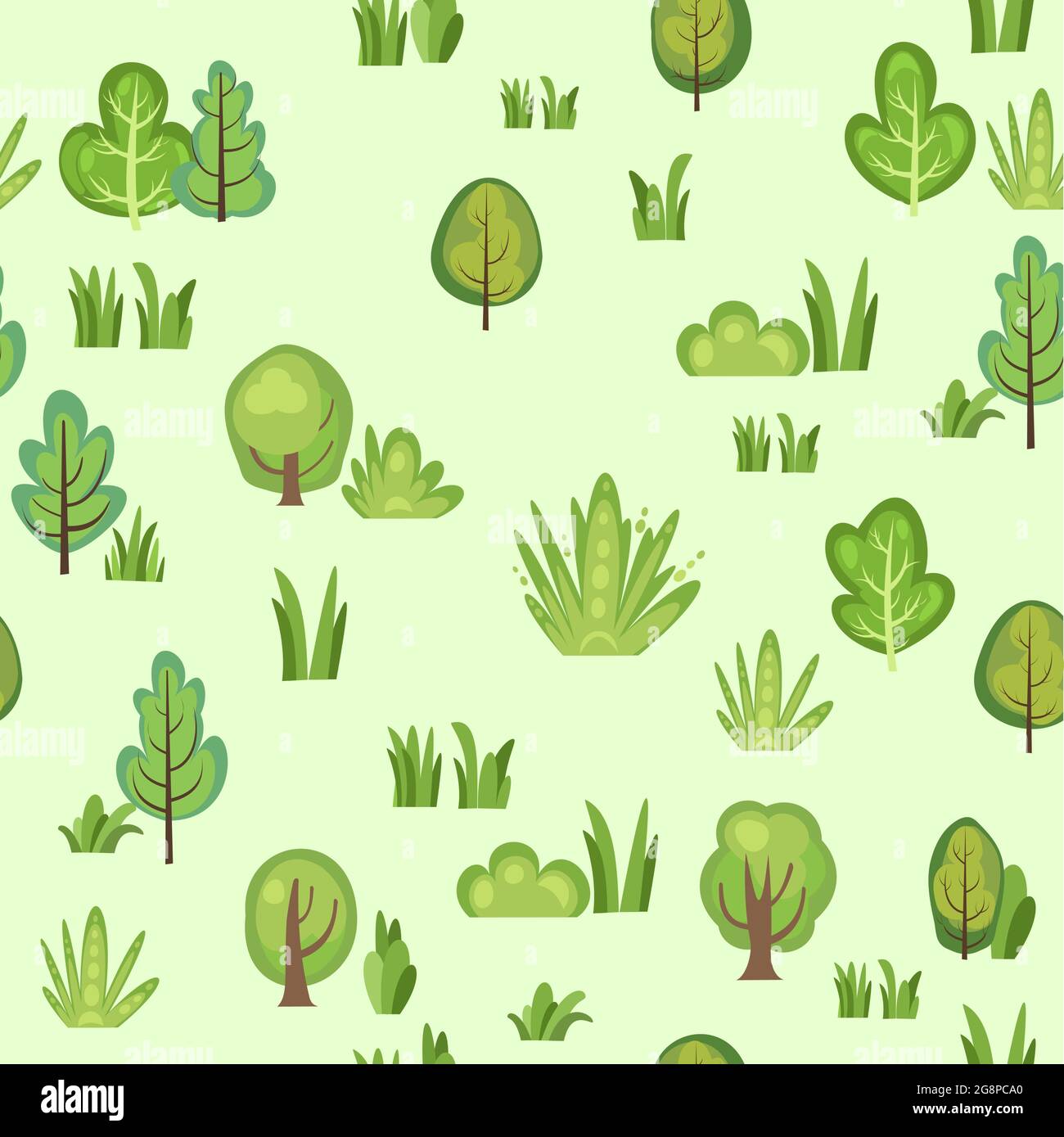 Flat forest. Seamless pattern. Illustration in a simple symbolic style ...