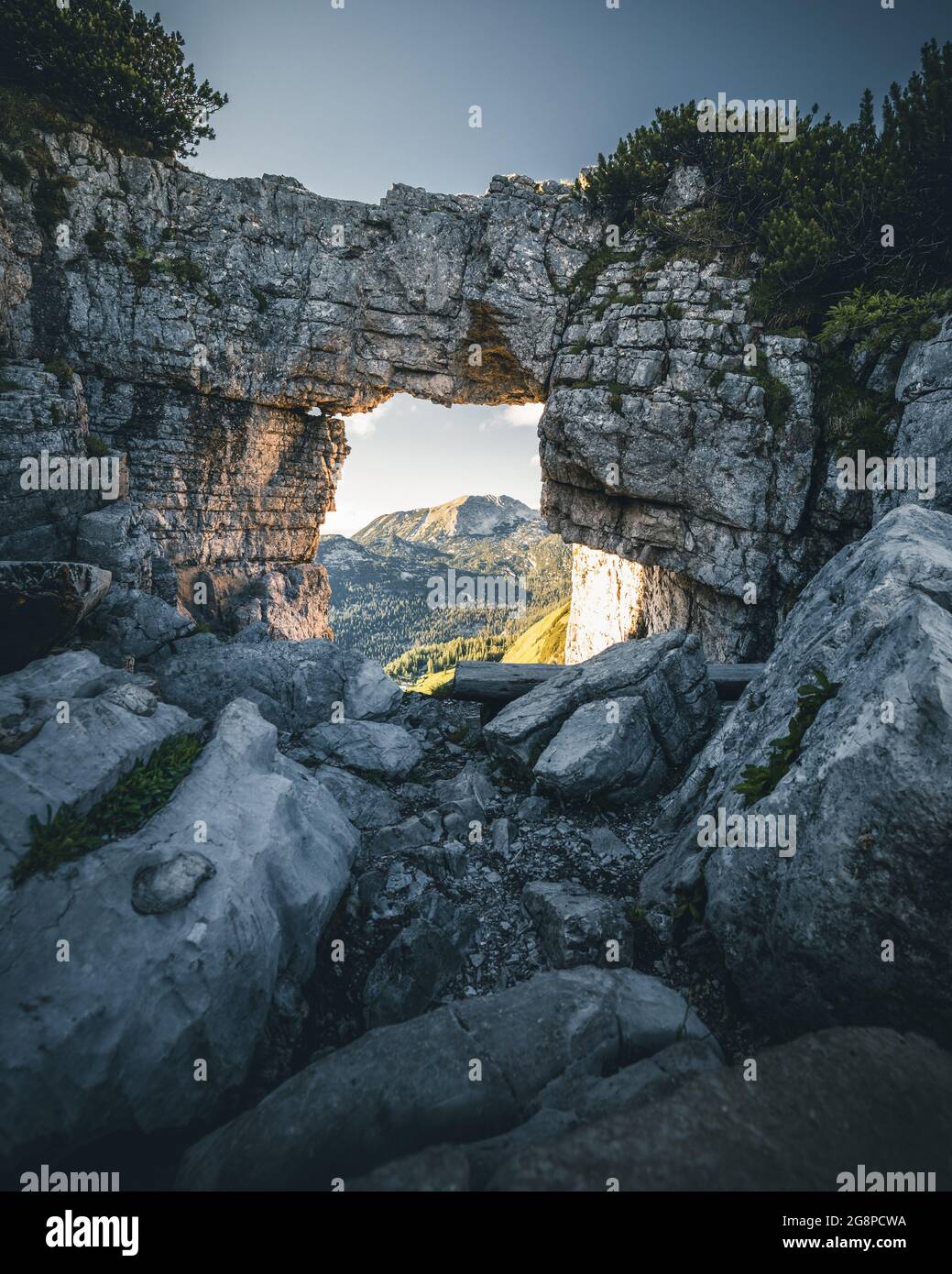 Rock window on Mount Loser in Alps. Austia Stock Photo - Alamy