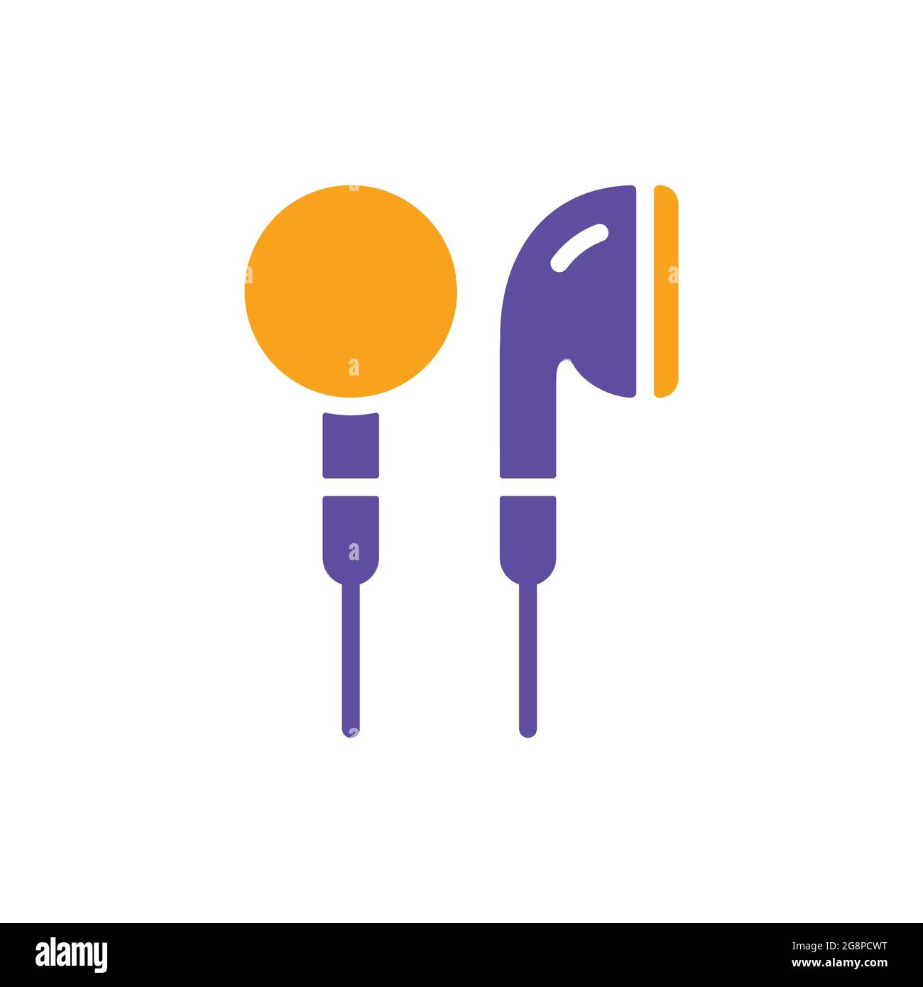 Ear-bud headphone vector flat glyph icon. Graph symbol for music and ...