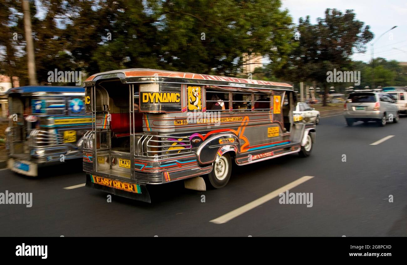 Jeepney traffic in central Manila, Philippines, Southeast Asia, Asia ...