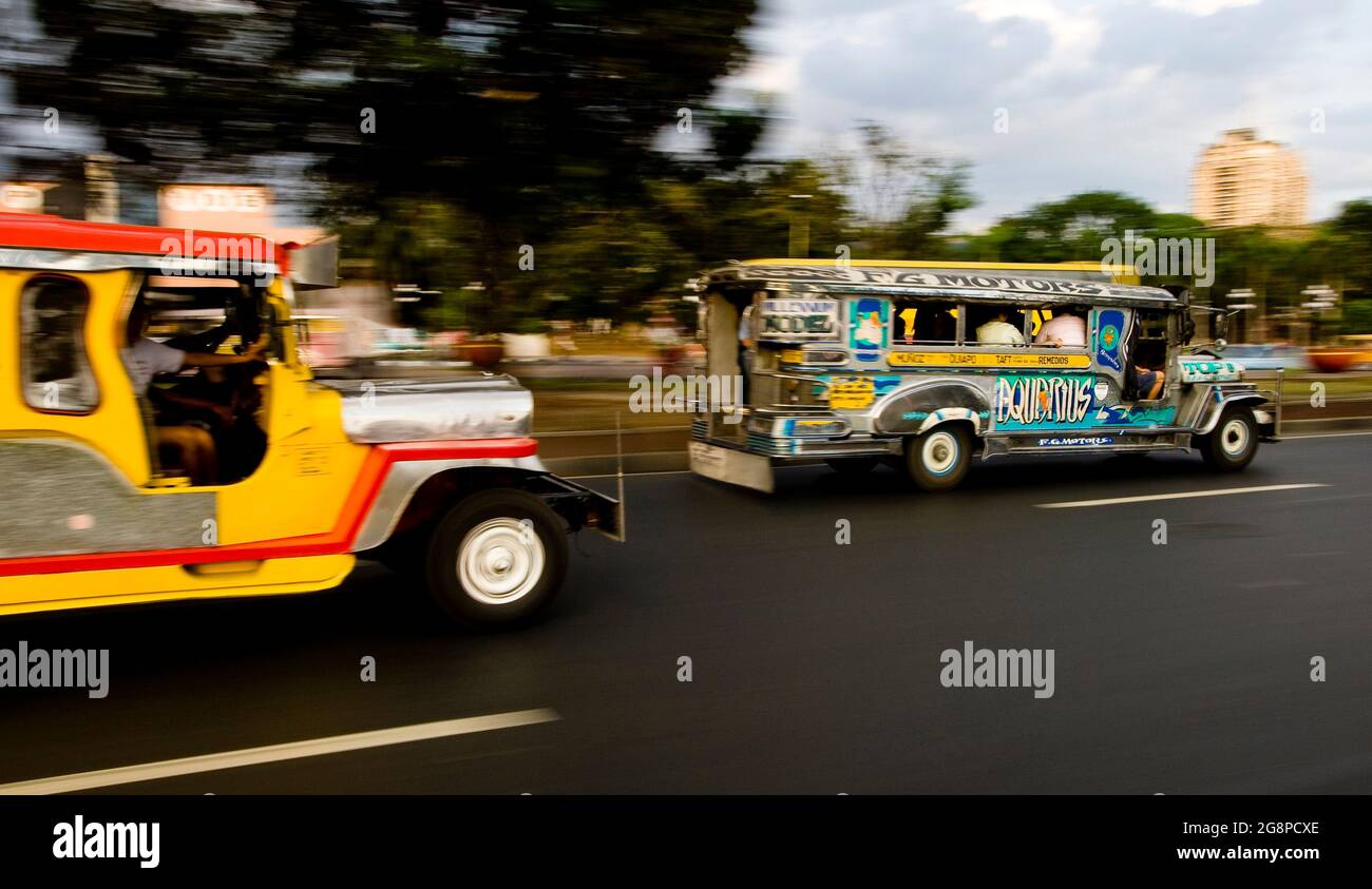 Jeepney traffic in central Manila, Philippines, Southeast Asia, Asia ...