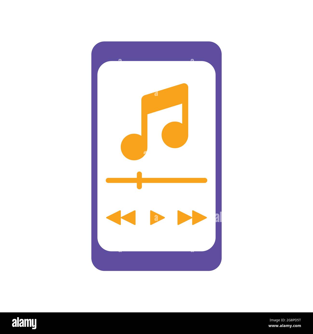 Smartphone with music player app vector glyph icon. Music sign. Graph ...