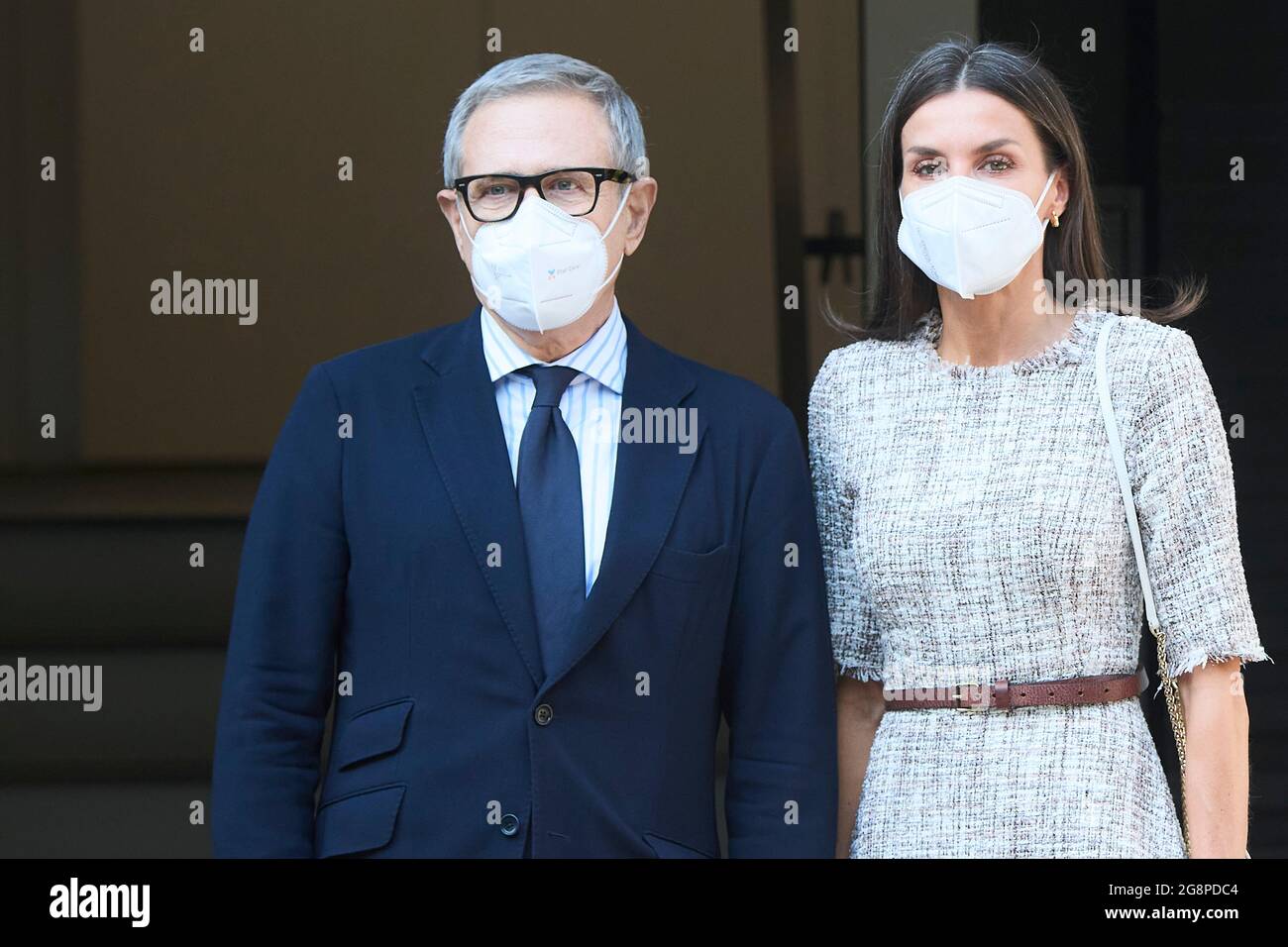 22-07-2021 Queen Letizia with Ramon Reyes arriving for a meeting with ...