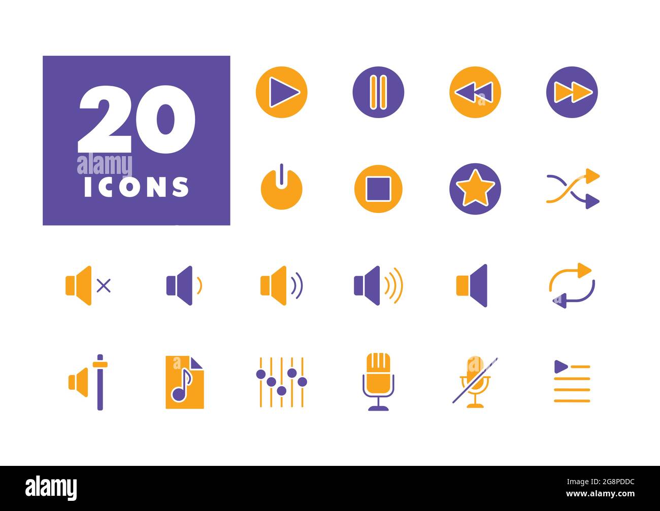 Multimedia user interface flat vector glyph icons set. Graph symbol for ...