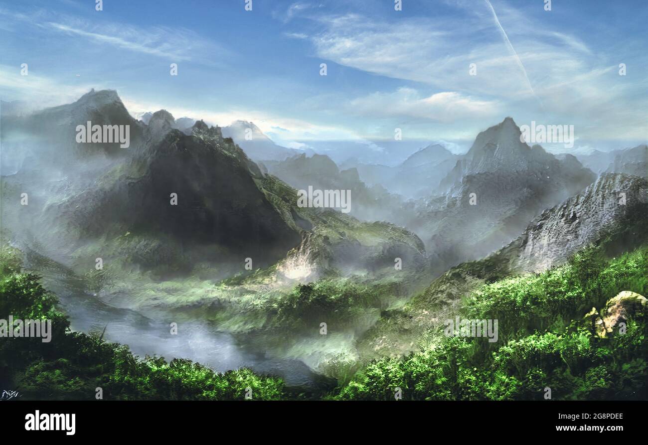 Painted landscape for background concept art. illustration Stock Photo ...