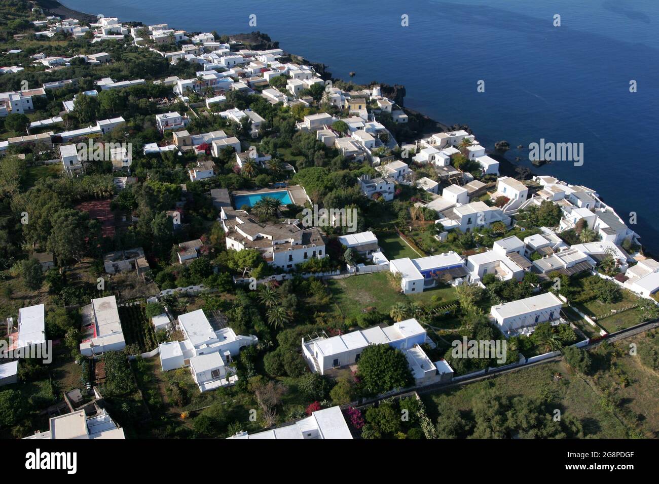 Aerial View, Stromboli island, Mediterranean sea, Sicily, Italy, Europe ...