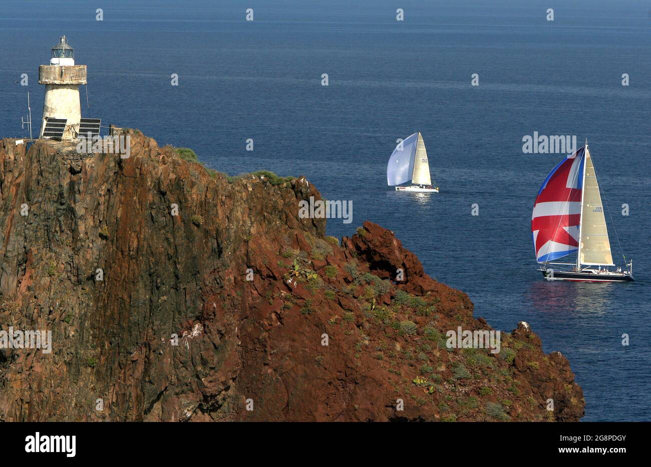 Aerial View, Stromboli island, Mediterranean sea, Sicily, Italy, Europe ...