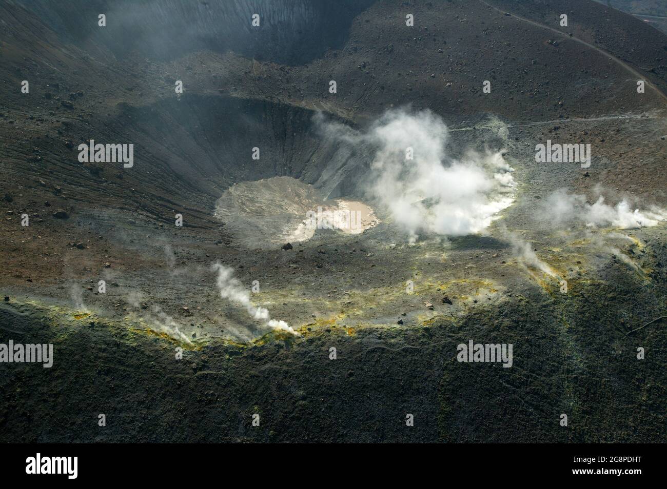 Aerial view, the Gran Cratere, Vulcano island, Aeolian Islands, Sicily ...