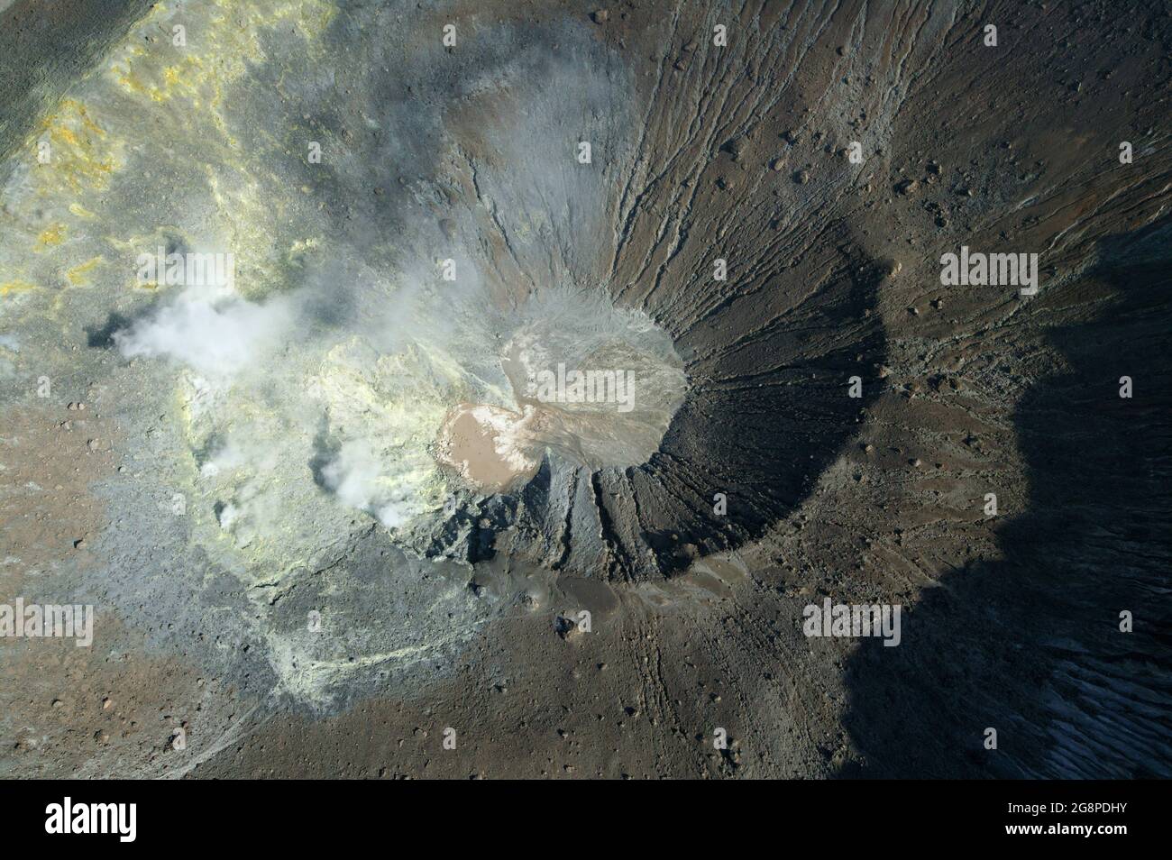 Aerial view, the Gran Cratere, Vulcano island, Aeolian Islands, Sicily ...