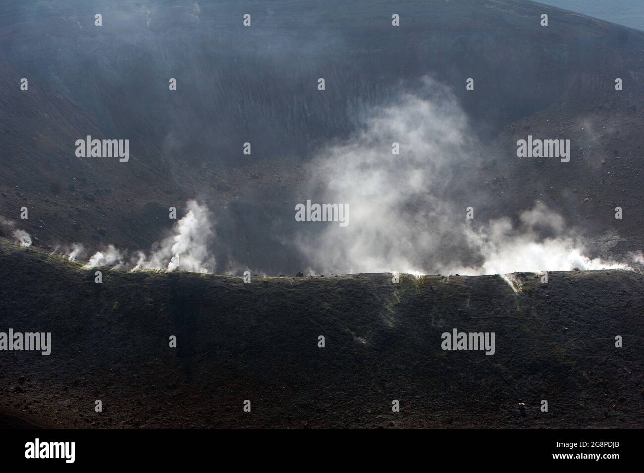 Aerial view, Vulcano island, Aeolian Islands, Sicily, Italy, Europe ...