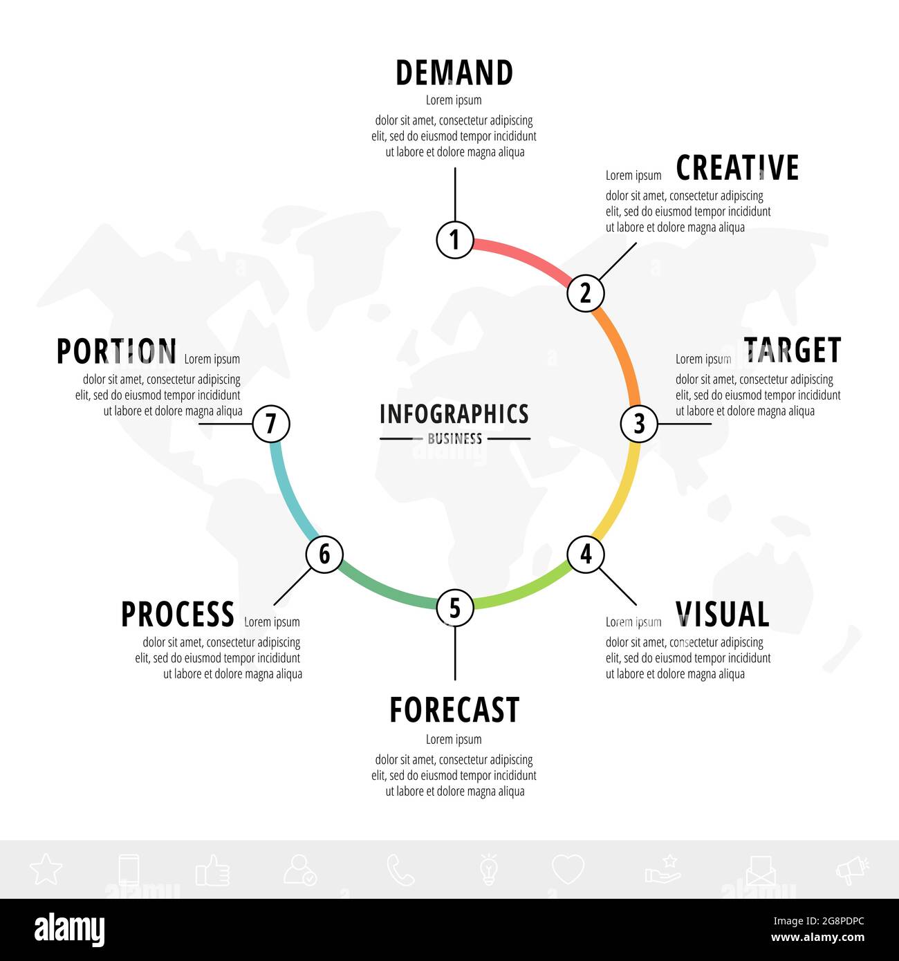Vector thin line circle for infographic. Flat template for cycle ...