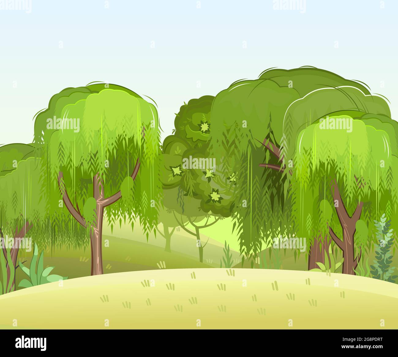 Lush green jungle scene Stock Vector Images - Alamy