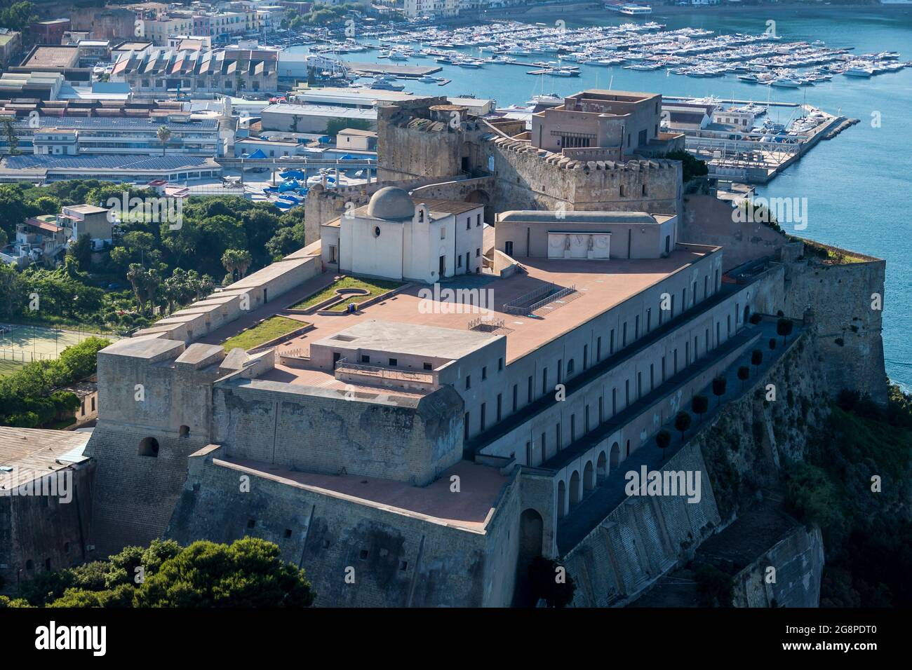 Aerial view, Castello Aragonese, Aragonese Castle, Baia, Bacoli, Gulf of Pozzuoli, Campi Flegrei ...