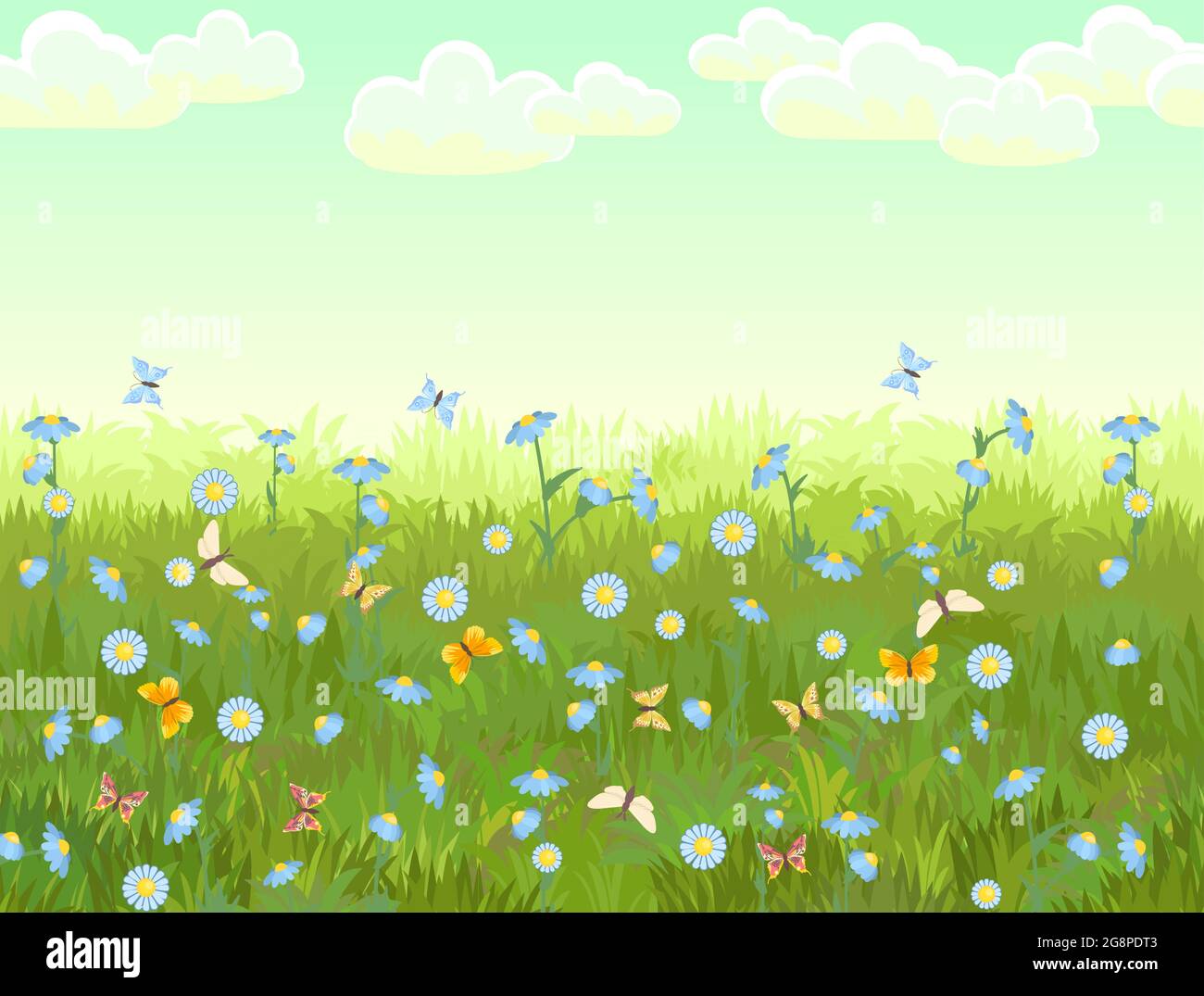 Sky field grass green plant Stock Vector Images - Alamy